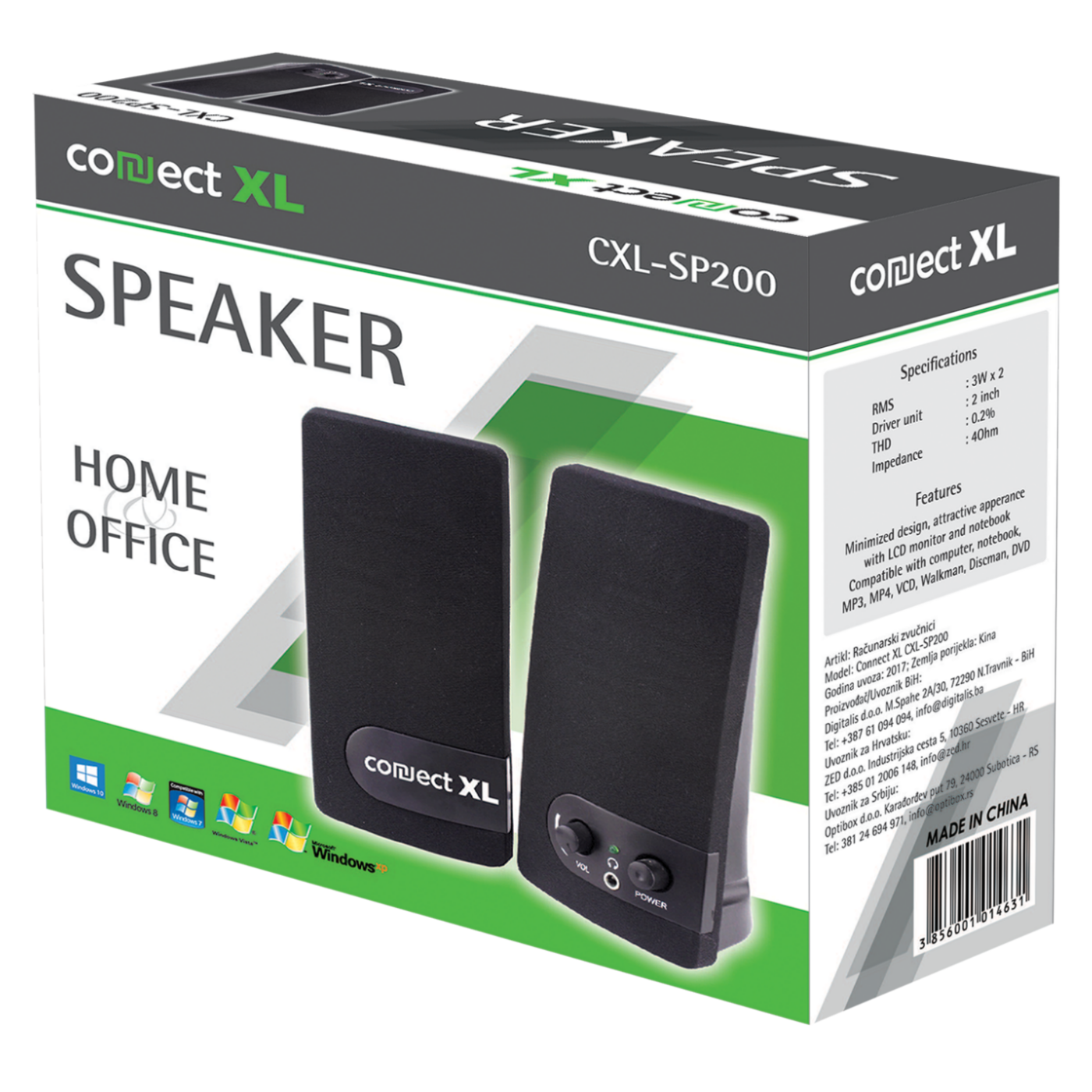 ZVUČNIK SET 2.0 USB 5V CRNI CXL-SP200